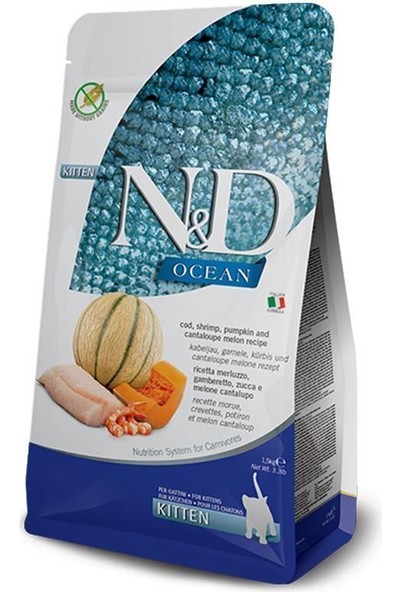 N&D Nd Ocean Kitten Balkabaklı Morina B. Karidesli Kavunlu Yavru Kedi Maması 1.5 kg
