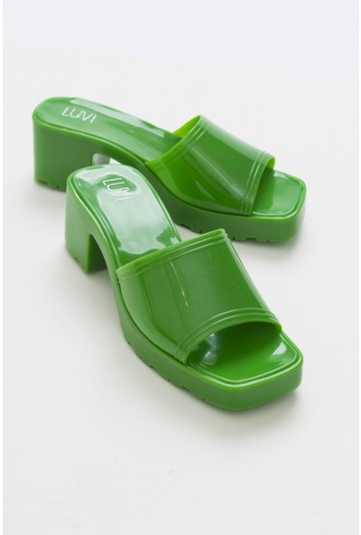 Luvi 250 Çim Yeşili Kadın Topuklu Terlık