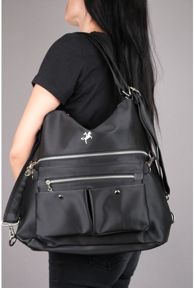 Luvi 1117 Siyah Saten Kadın Omuz Çantası