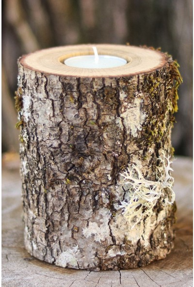 Alyones Kütük Vazo Tealight Tutucu Rustik Hatıra Vazo Alyones Kütük Vazo Tealight Tutucu Rustik Hatıra Vazo