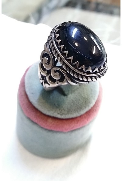 Sezginler Gümüş Büyük Oniks Taşlı Erkek Yüzük