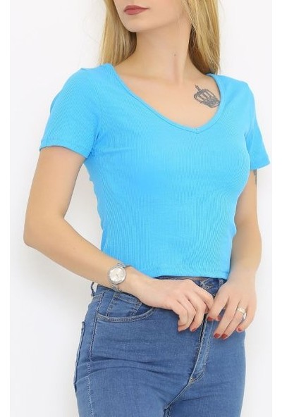 E Moda V Yaka Bluz Açıkmavi - 8695.1092. E Moda V Yaka Bluz Açıkmavi - 8695.1092.