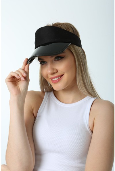 Kadın Siyah Rugan Şapka SPK05