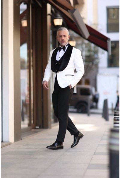 Fc Plus Siyah Damatlık Yelekli Takım Elbise - Slim Fit