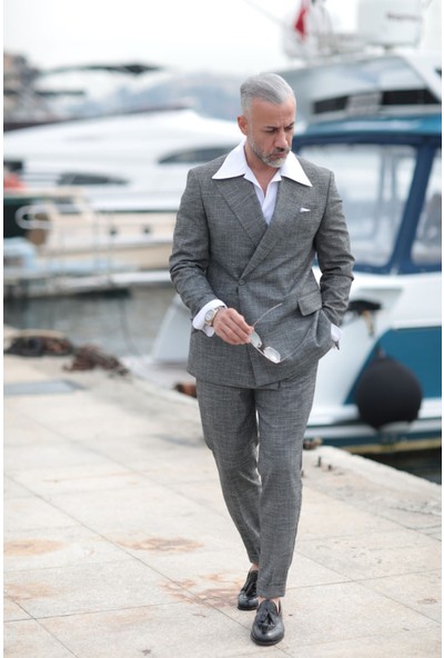 Fc Plus Antrasit Kruvaze Takım Elbise -Slim Fit Fc Plus Antrasit Kruvaze Takım Elbise -Slim Fit