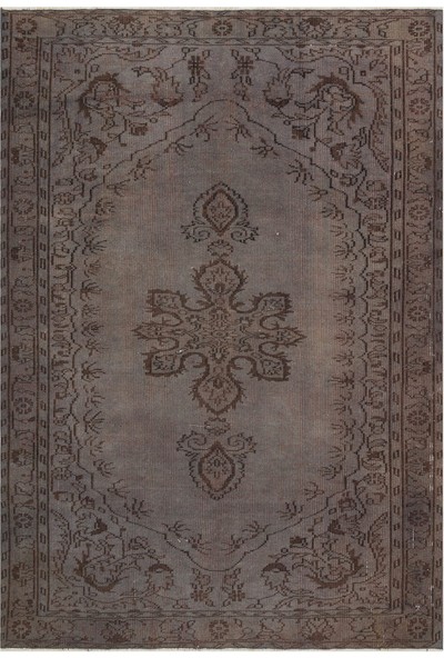 Çam Halı Koyu Kahverengi El Dokuma Göbekli Vintage Halı 188 x 274 Cm