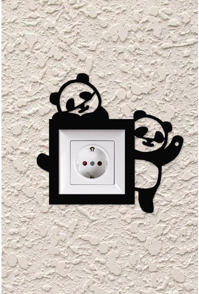 Softclass Panda Çocuk Odası Priz Çerçevesi Siyah Lazer Kesim Dekorasyon Ürünü Softclass Panda Çocuk Odası Priz Çerçevesi Siyah Lazer Kesim Dekorasyon Ürünü