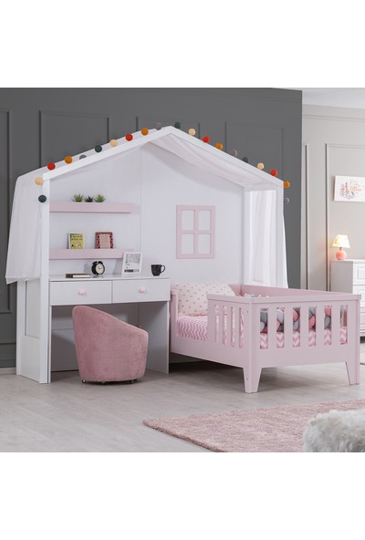 Setay Montessori Yatak, Çeşme Çalışma Masalı Montessori Karyola - Pembe