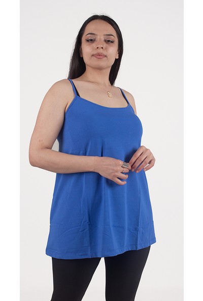 Truva Xxl Büyük Beden Kadın Giyim Ayarlanabilir Askılı Pamuklu Bluz Renkli BZ796