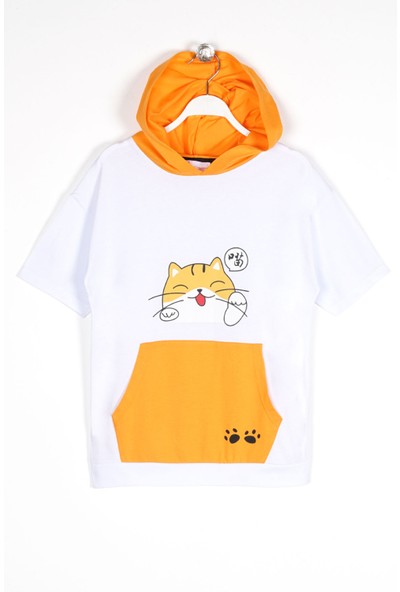Zepkids Kız Çocuk Kedi Baskılı Cepli Tshirt 8-12 Yaş Zepkids Kız Çocuk Kedi Baskılı Cepli Tshirt 8-12 Yaş