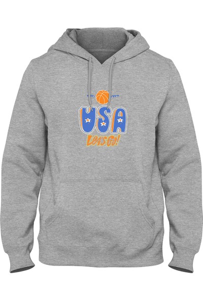 Rowalsi Usa Lets Go Kapşonlu Sweatshirt BLL2052