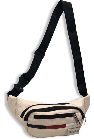 Elizabell Krem Unisex Model Bel Çantası 3 Gözlü Hafif  Suni Deri 22 CM15 cm Elizabell Krem Unisex Model Bel Çantası 3 Gözlü Hafif  Suni Deri 22 CM15 cm