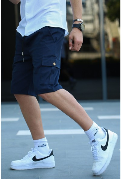 Madmext Lacivert Basic Kargo Cep Erkek Kapri Şort 5467 Madmext Lacivert Basic Kargo Cep Erkek Kapri Şort 5467
