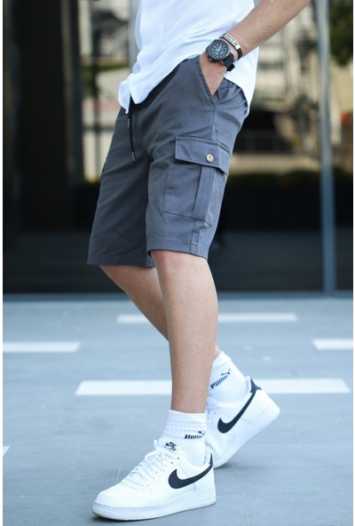 Madmext Füme Basic Kargo Cep Erkek Kapri Şort 5467