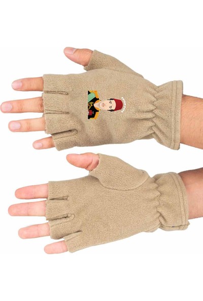 Rowalsi Tosun Paşa Kemal Sunal Baskılı Kışlık Kesik Polar Eldiven BLL152