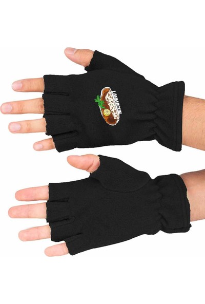 Rowalsi Lahmacun Baskılı Kışlık Kesik Polar Eldiven BLL1422