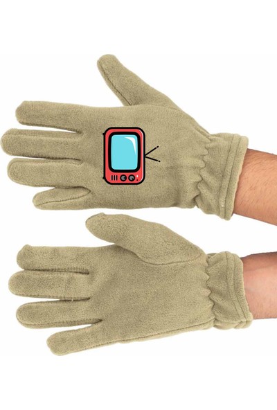 Rowalsi Televizyon Baskılı Kışlık Uzun Polar Eldiven BLL1061