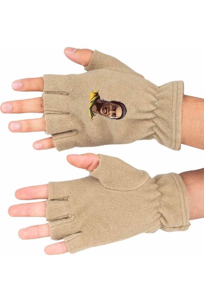 Rowalsi Ronaldinho Baskılı Kışlık Kesik Polar Eldiven BLL3083
