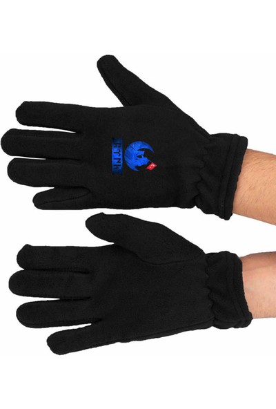 Rowalsi Çanakkale Geçilmez Baskılı Kışlık Uzun Polar Eldiven BLL1459