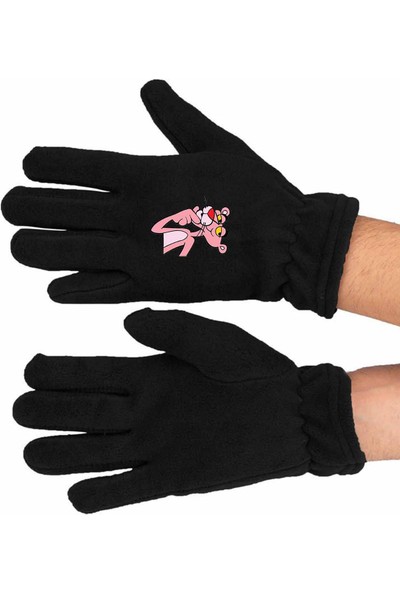 Rowalsi Pembe Panter Baskılı Kışlık Uzun Polar Eldiven BLL3379