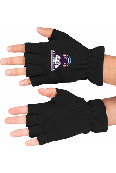 Rowalsi Space Music Baskılı Kışlık Kesik Polar Eldiven BLL1859