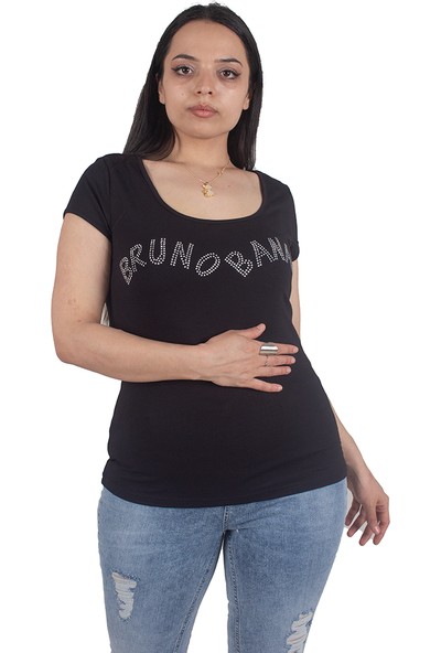 Truva Xxl Büyük Beden Kadın Giyim Taşlı Tşhirt Siyah BZ810 Truva Xxl Büyük Beden Kadın Giyim Taşlı Tşhirt Siyah BZ810