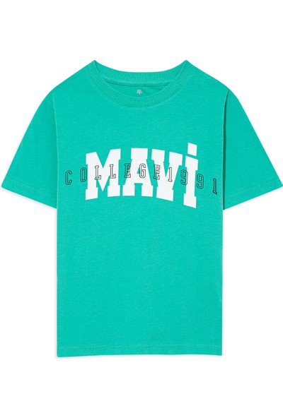 Mavi Logo Baskılı Yeşil Tişört