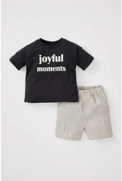 DeFacto Erkek Bebek Regular Fit Baskılı Kısa Kollu Tişört Şort Takım Y7930A222HS