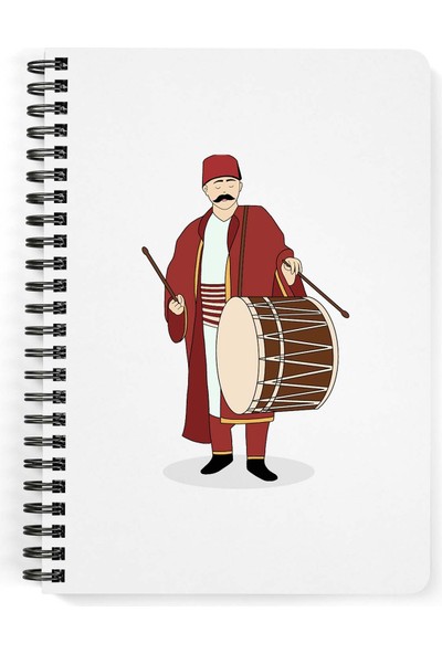 Rowalsi Osmanlı Davulçusu Baskılı Ahşap Kapaklı Defter 15X20 cm DFT1498