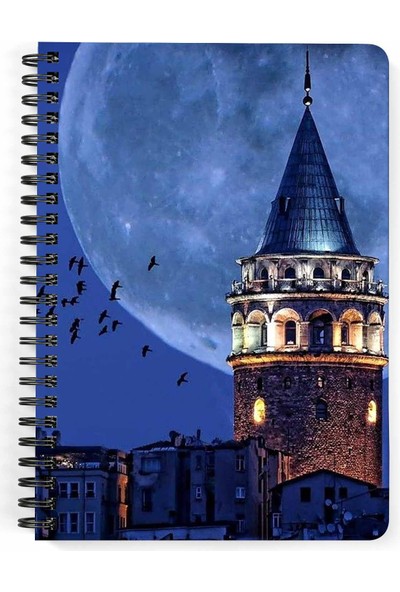 Rowalsi Galata Kulesi Baskılı Ahşap Kapaklı Defter 15X20 cm DFT5430