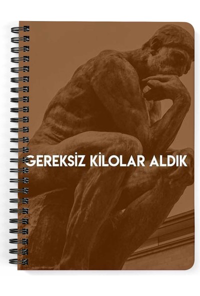 Rowalsi Gereksiz Kilolar Aldık Baskılı Ahşap Kapaklı Defter 15X20 cm DFT2531