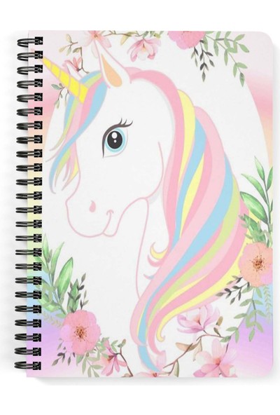 Rowalsi Unicorn Baskılı Ahşap Kapaklı Defter 15X20 cm DFT2491