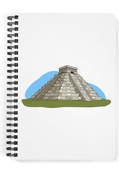 Rowalsi Maya Piramidi Baskılı Ahşap Kapaklı Defter 15X20 cm DFT2273