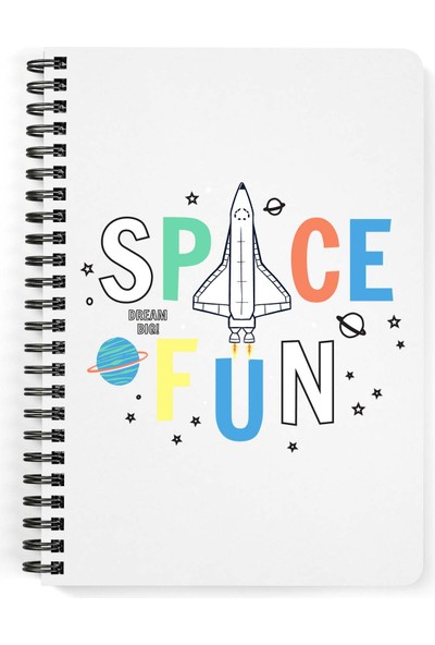 Rowalsi Space Fun Baskılı Ahşap Kapaklı Defter 15X20 cm DFT1936