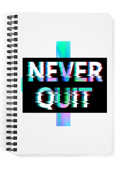 Rowalsi Never Quit Baskılı Ahşap Kapaklı Defter 15X20 cm DFT1629