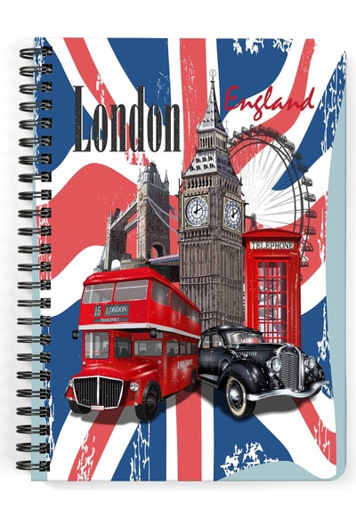 Rowalsi Londra Baskılı Ahşap Kapaklı Defter 15X20 cm DFT2680