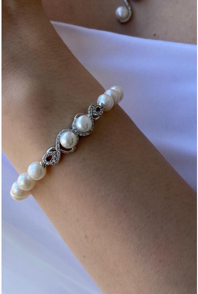 Zümrüt Kuyumculuk BIRINCI1926 925 Ayar Gümüş Kadın Taşlı Suyolu Inci Bileklik