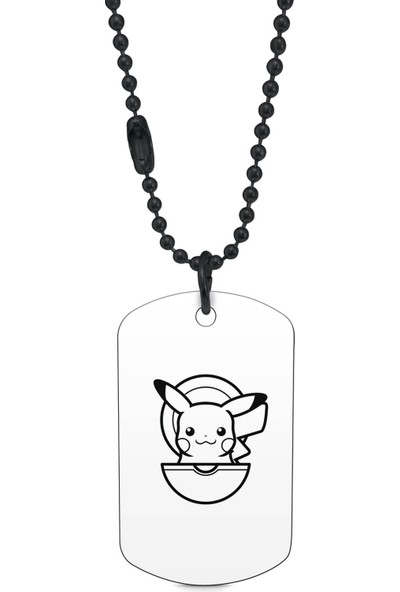 Rowalsi Pikaçu Siyah Renk Künye / Kolye DFT1712