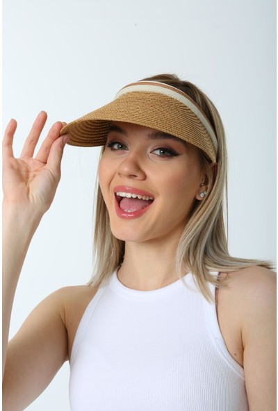 Luminos Butik Kadın Hasır Vizör Ekru Şapka SPK1000