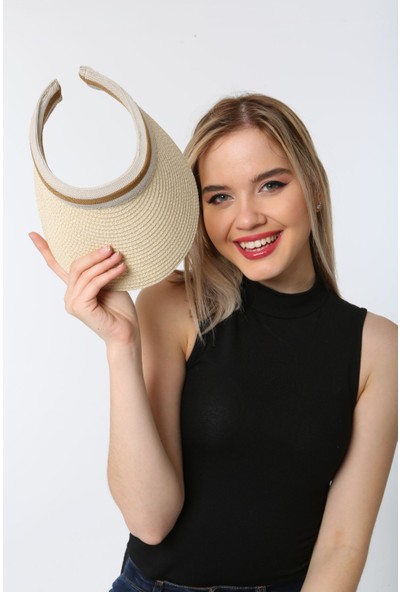 Luminos Butik Kadın Hasır Vizör Ekru Şapka SPK1000