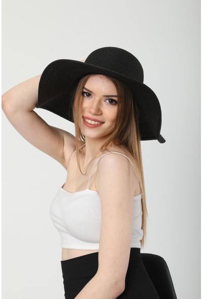 Luminos Butik Kadın Geniş Hasır Krem Şapka