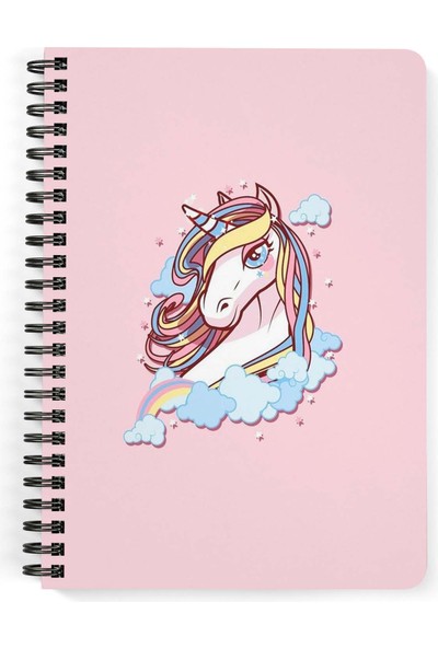 Rowalsi Unicorn Baskılı Ahşap Kapaklı Defter 15X20 cm DFT2489
