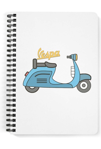 Rowalsi Vespa Baskılı Ahşap Kapaklı Defter 15X20 cm DFT429