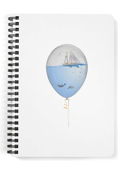Rowalsi Uçan Balon Baskılı Ahşap Kapaklı Defter 15X20 cm DFT271
