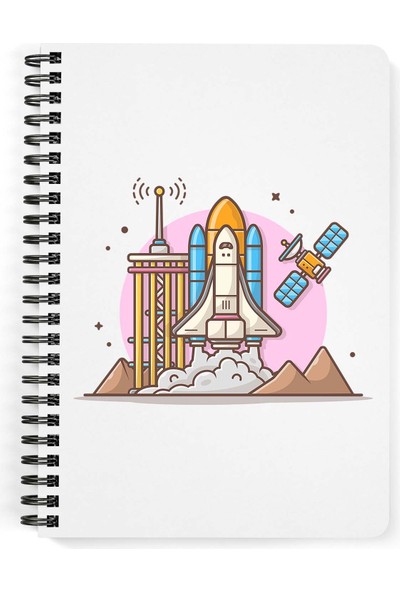 Rowalsi Uzay Mekiği Baskılı Ahşap Kapaklı Defter 15X20 cm DFT1878