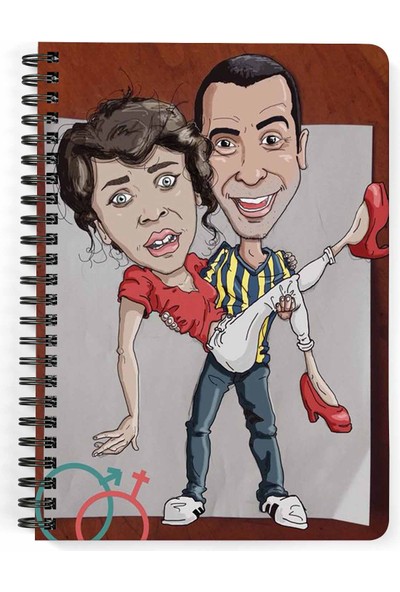 Rowalsi Bir Erkek Bir Kadın Baskılı Ahşap Kapaklı Defter 15X20 cm DFT2919