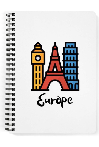 Rowalsi Europe Baskılı Ahşap Kapaklı Defter 15X20 cm DFT6592