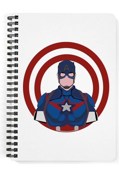 Rowalsi Kaptan Amerika Baskılı Ahşap Kapaklı Defter 15X20 cm DFT1114