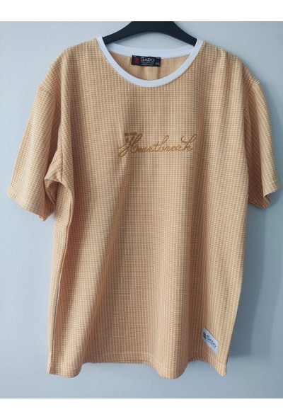 Agge Iki Iplik T-Shirt Sarı Nakışlı