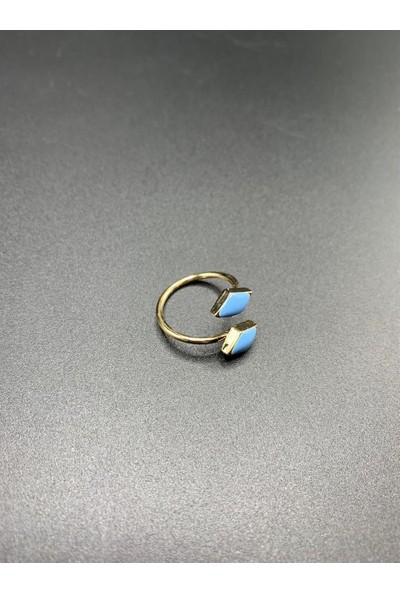 Bujiteri Dükkanı Mavi Renk Baklava Desen Taşlı Yüzük